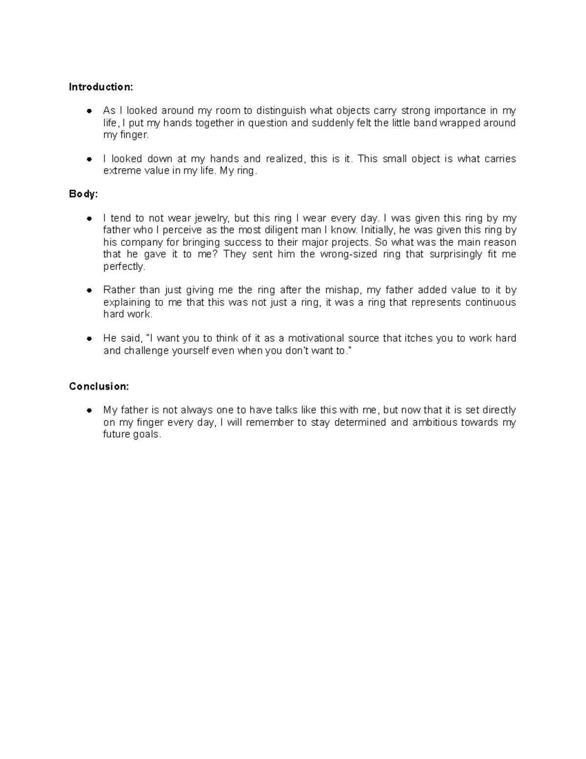 Studoc Object Presentation Speech - Introduction: As I looked around my ...