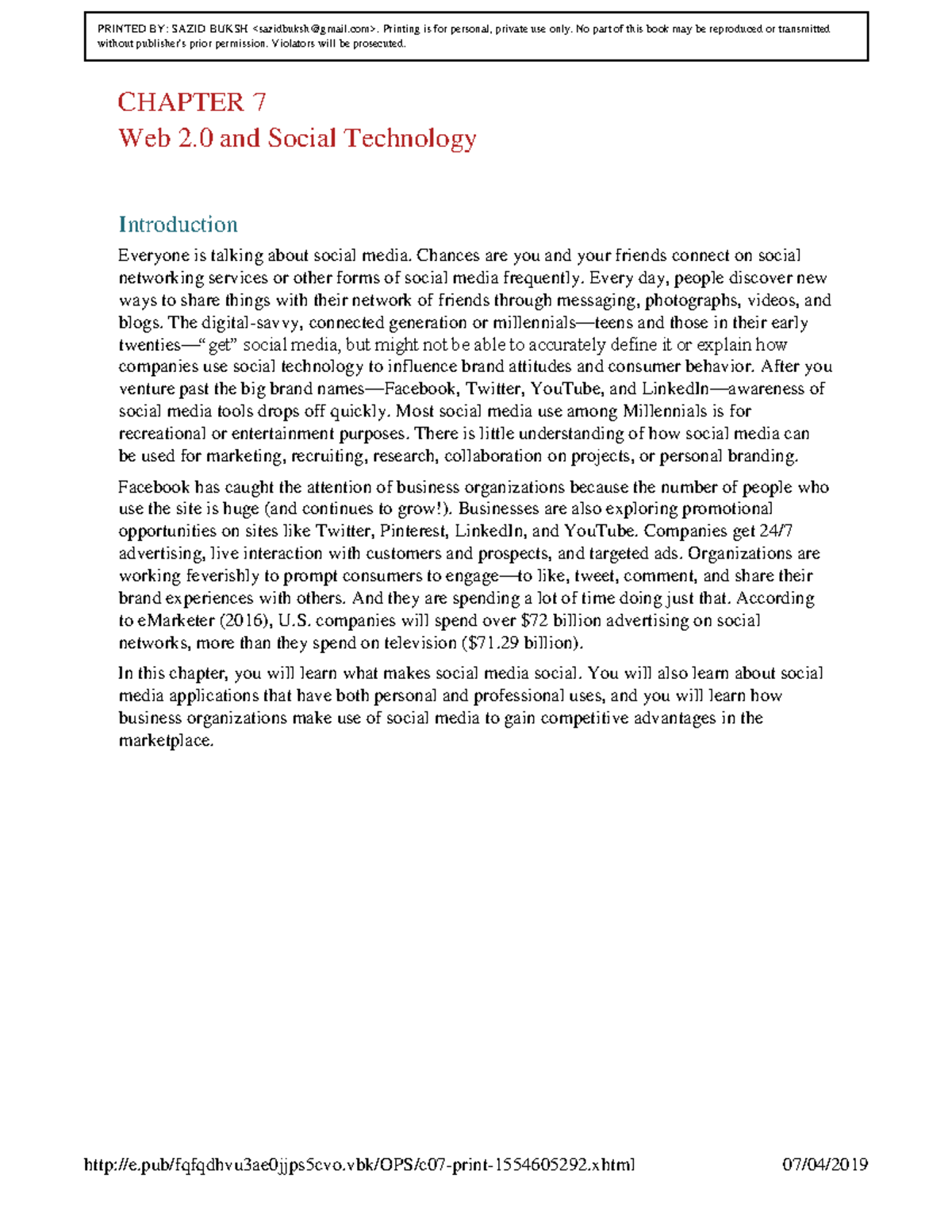 Chapter 7 - textbook - without publisher's prior permission. Violators will be prosecuted ...