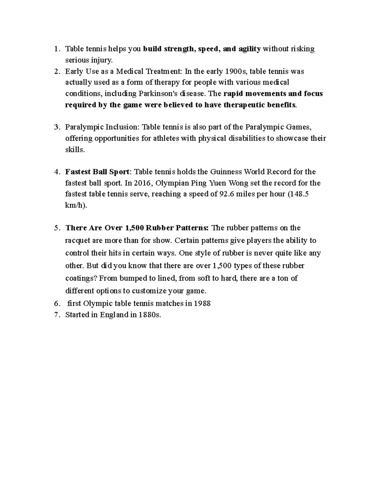 Club notes - Table tennis helps you build strength, speed, and agility ...