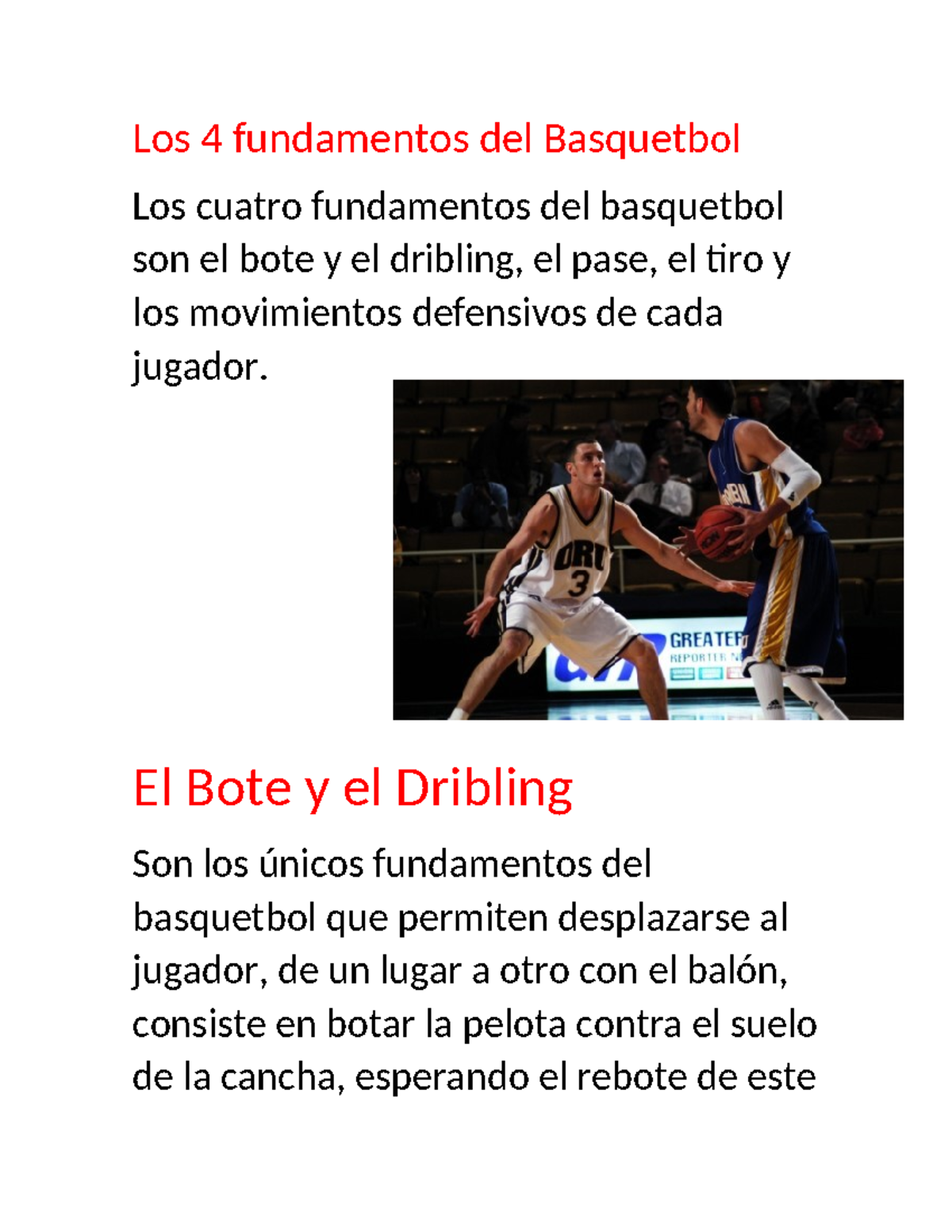 Los 4 fundamentos del Basquetbol - Los 4 fundamentos del Basquetbol Los ...