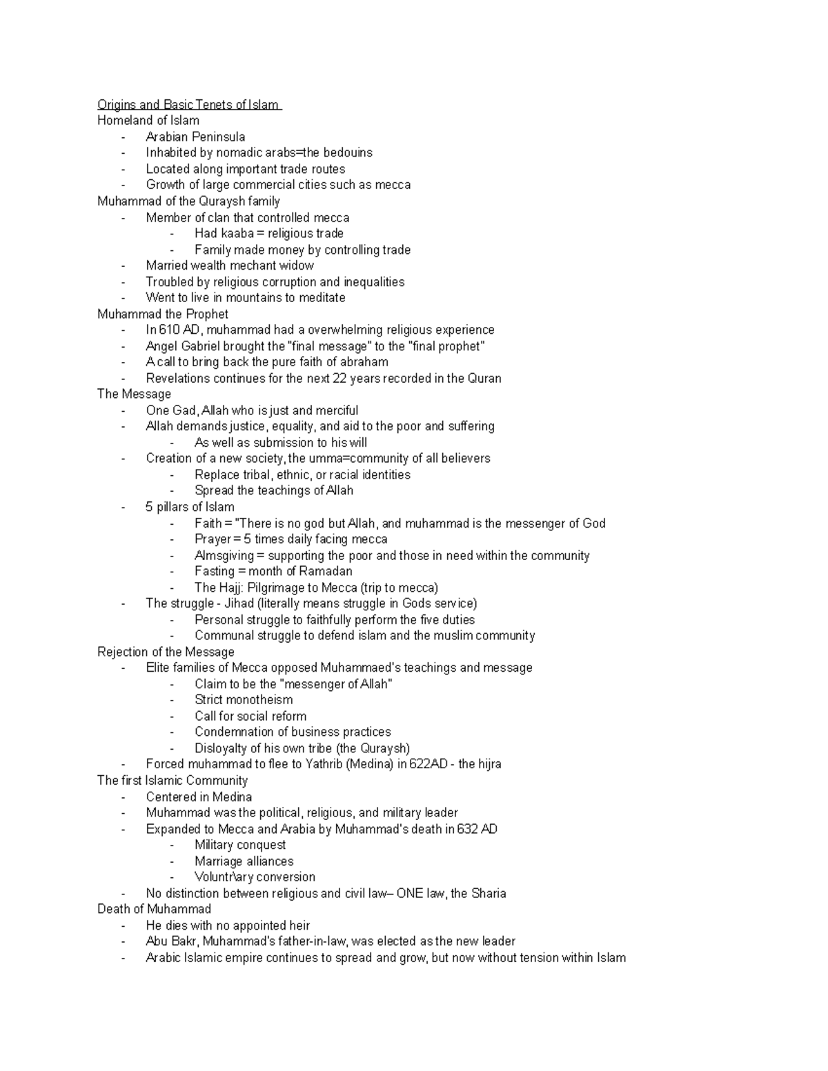 Wh unit 3 - This are notes to Unit 1 in World History - Origins and ...