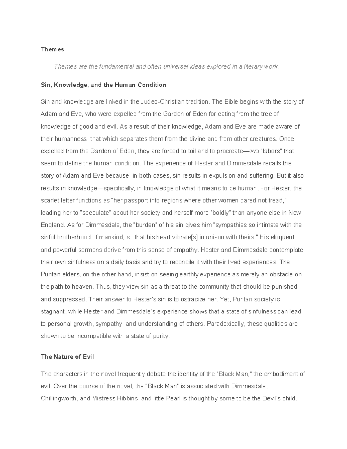 English Notes - Themes Themes are the fundamental and often universal ...