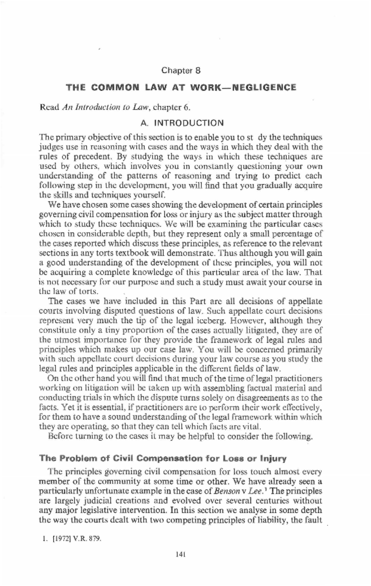 Common Law Case Study Week 7-12 2022-1 - Chapter 8 THE COMMON LAW AT ...