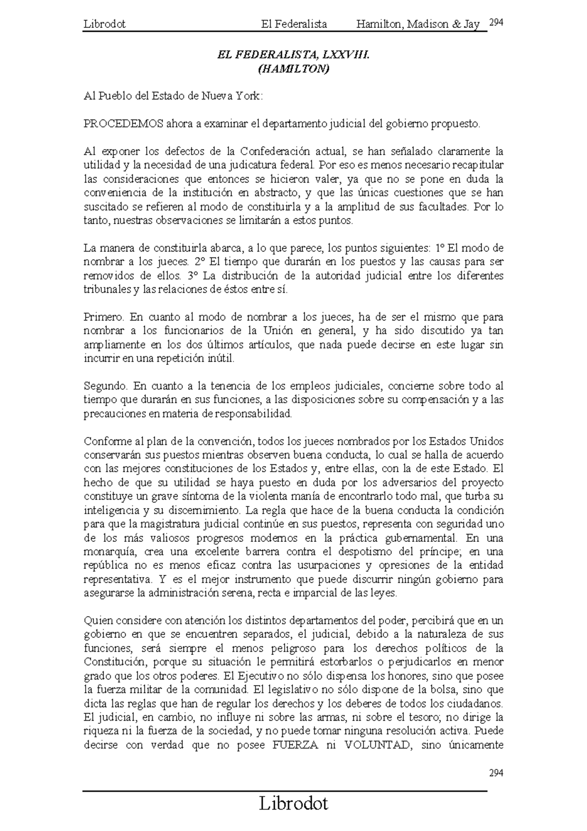 EL Federalista - Lxxviii - Hamilton - Librodot El Federalista Hamilton ...