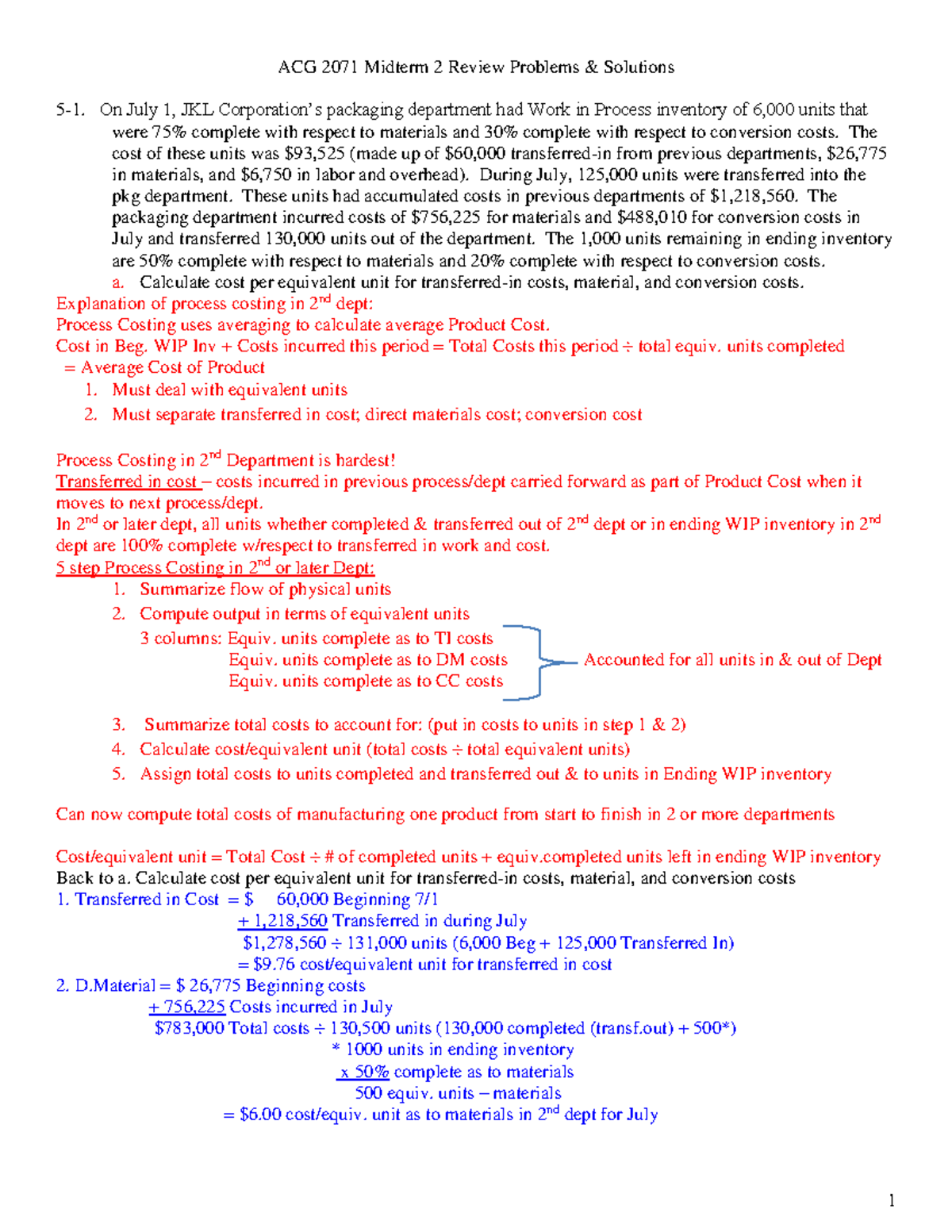 Exam Review 2 11 December, answers - ACG 2071 Midterm 2 Review Problems ...