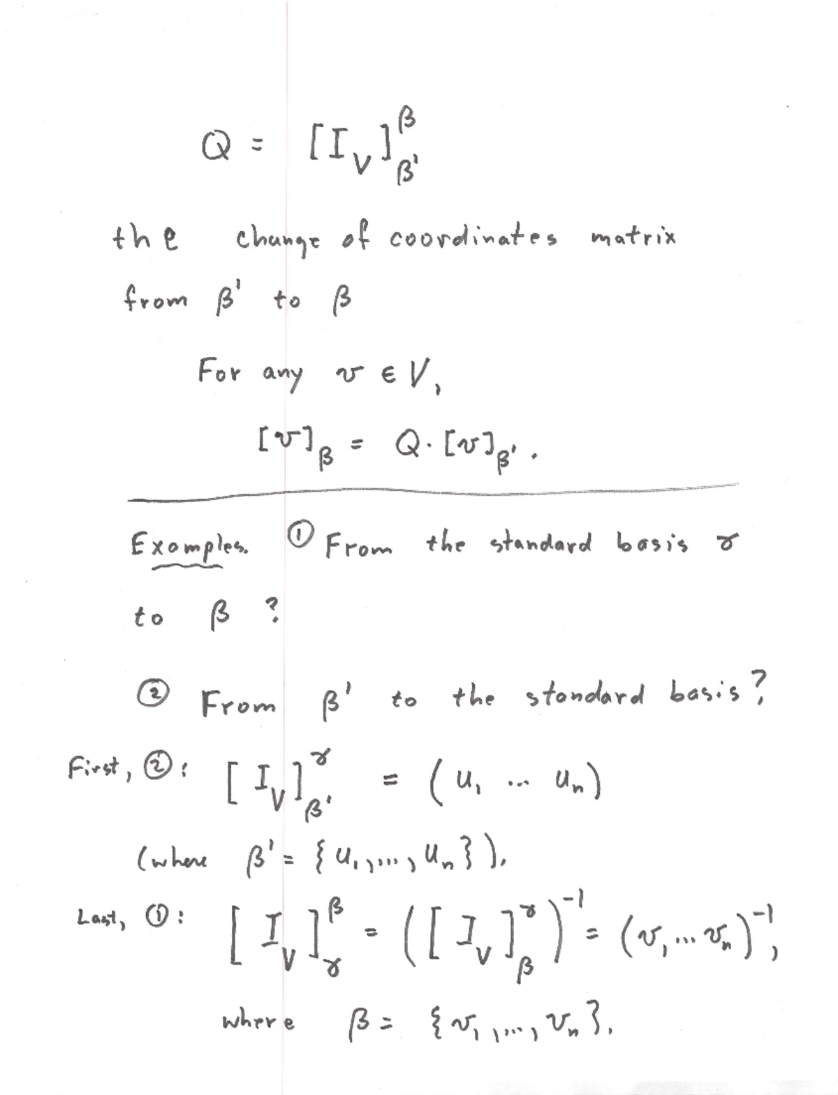 Lecture notes, lecture The change of coordinates matrix - MATH 322 ...
