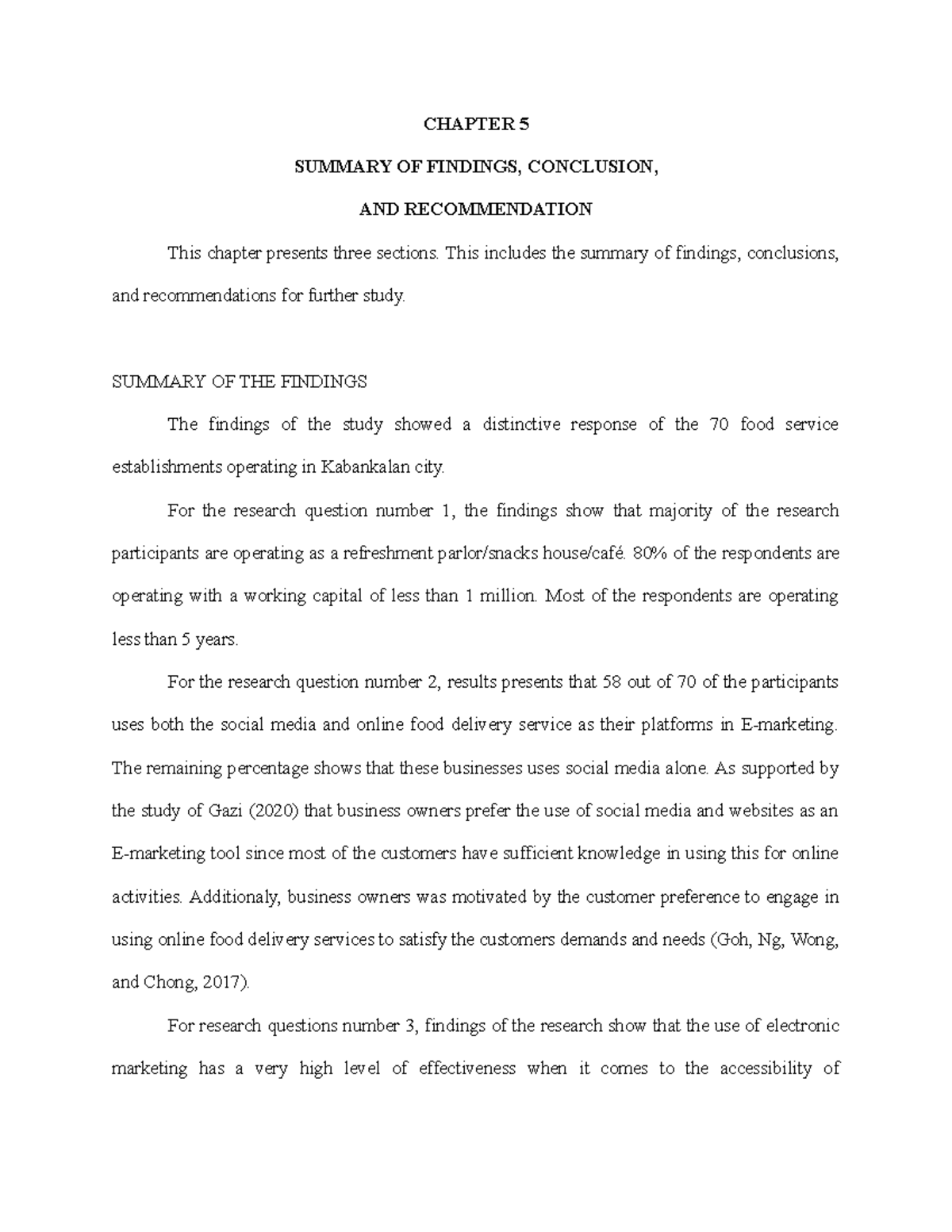 Chapter 5 references - CHAPTER 5 SUMMARY OF FINDINGS, CONCLUSION, AND ...
