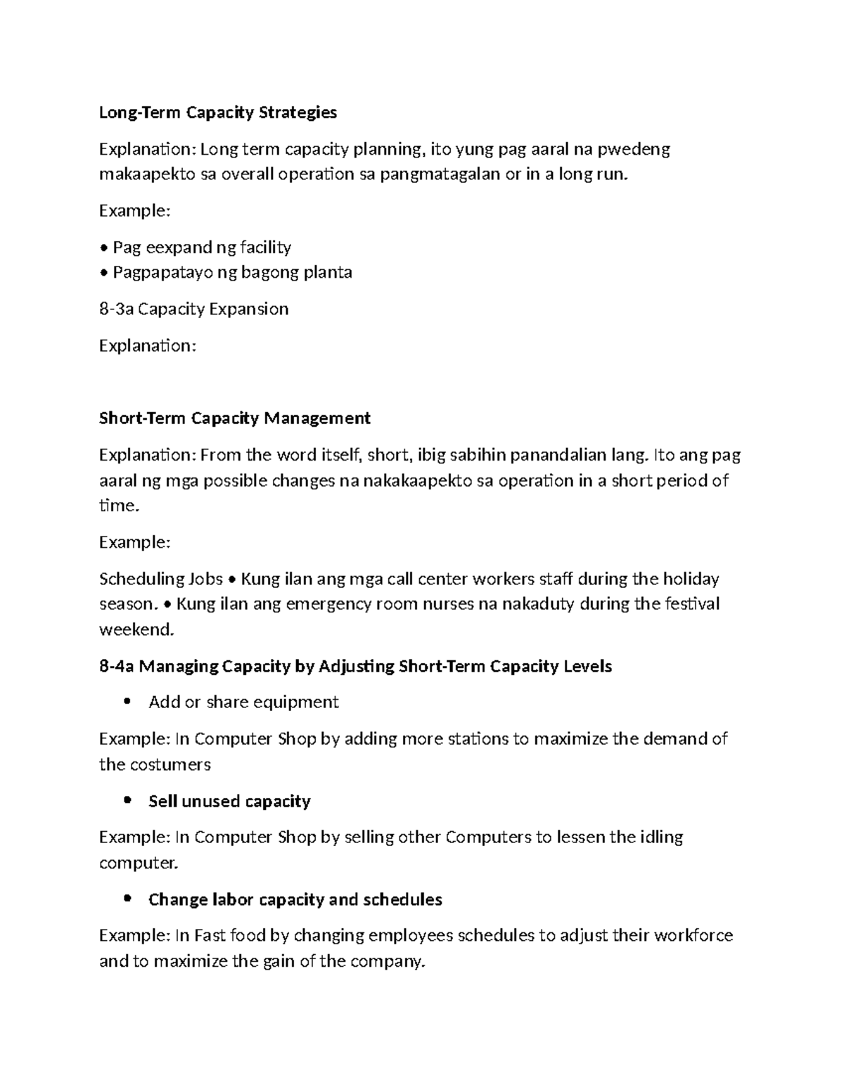 Mitchai - Business - Long-Term Capacity Strategies Explanation: Long ...
