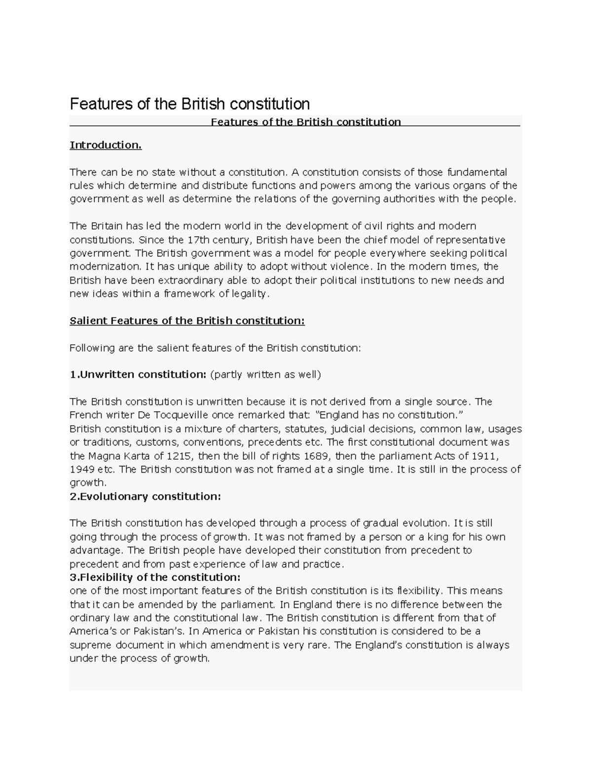 Salient features of british constitution - Features of the British ...