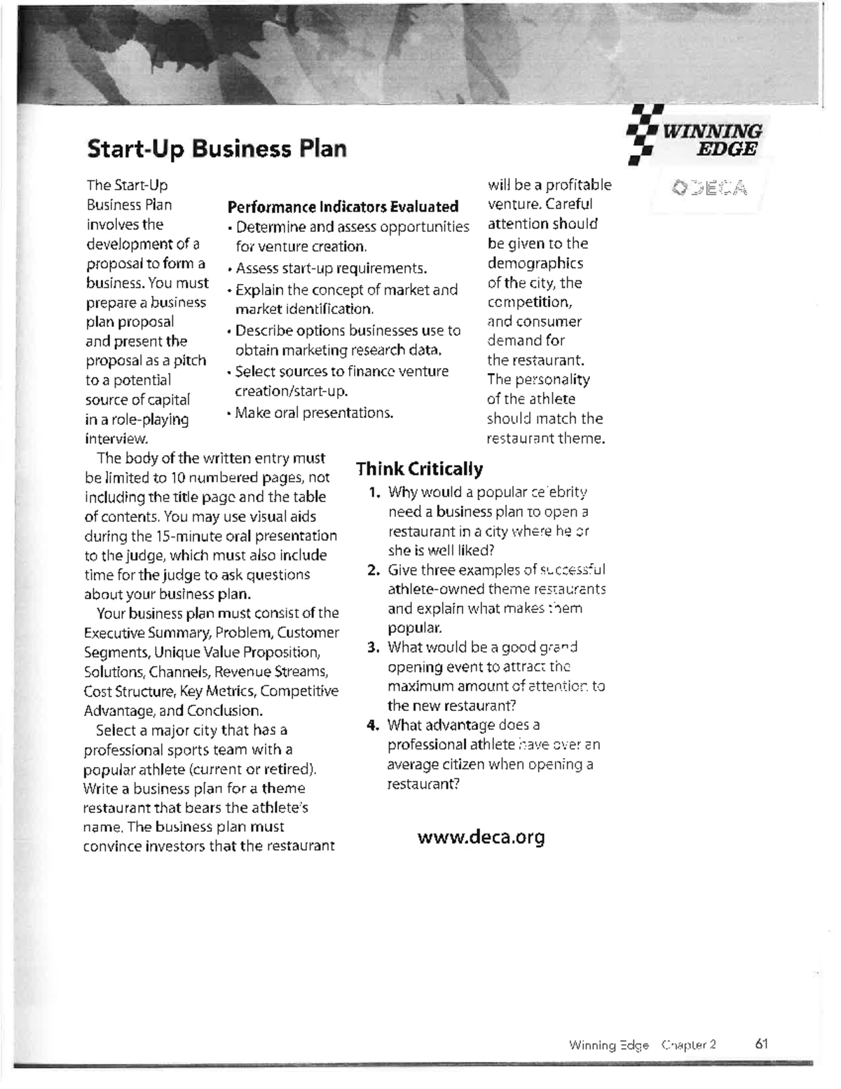 0116 001 - notes - WINNING Business Plan EDGE The will be a profitable ...