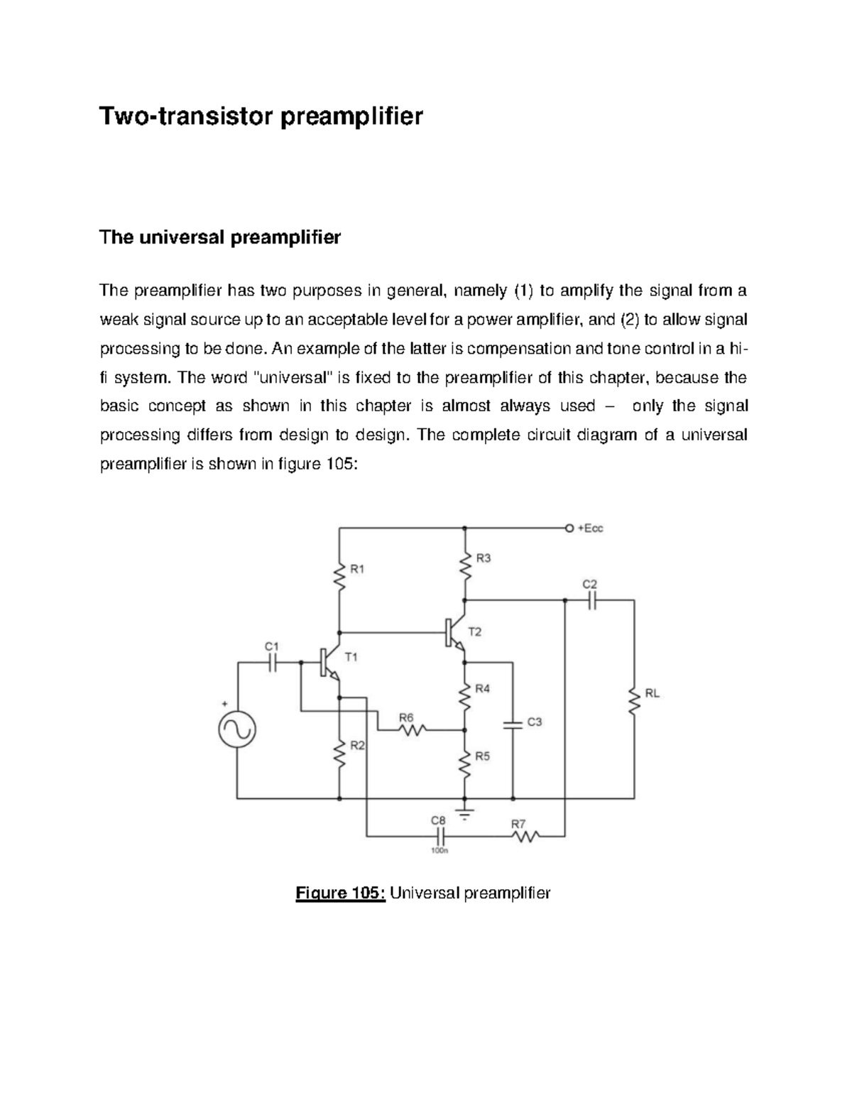 Two-transistor preamplifier - An example of the latter is compensation ...