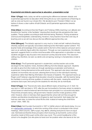 ES1412 Educational Reflections 2019 2020-1 - BA (Hons) Education ...