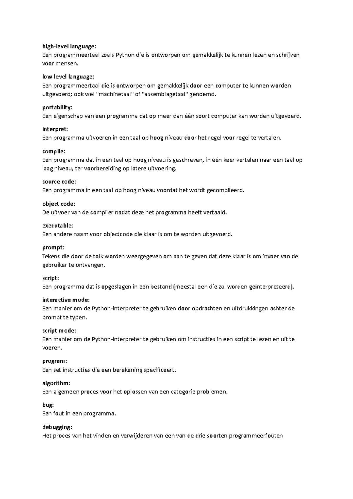 Woordenlijst Engels Nederlands - high-level language: Een ...