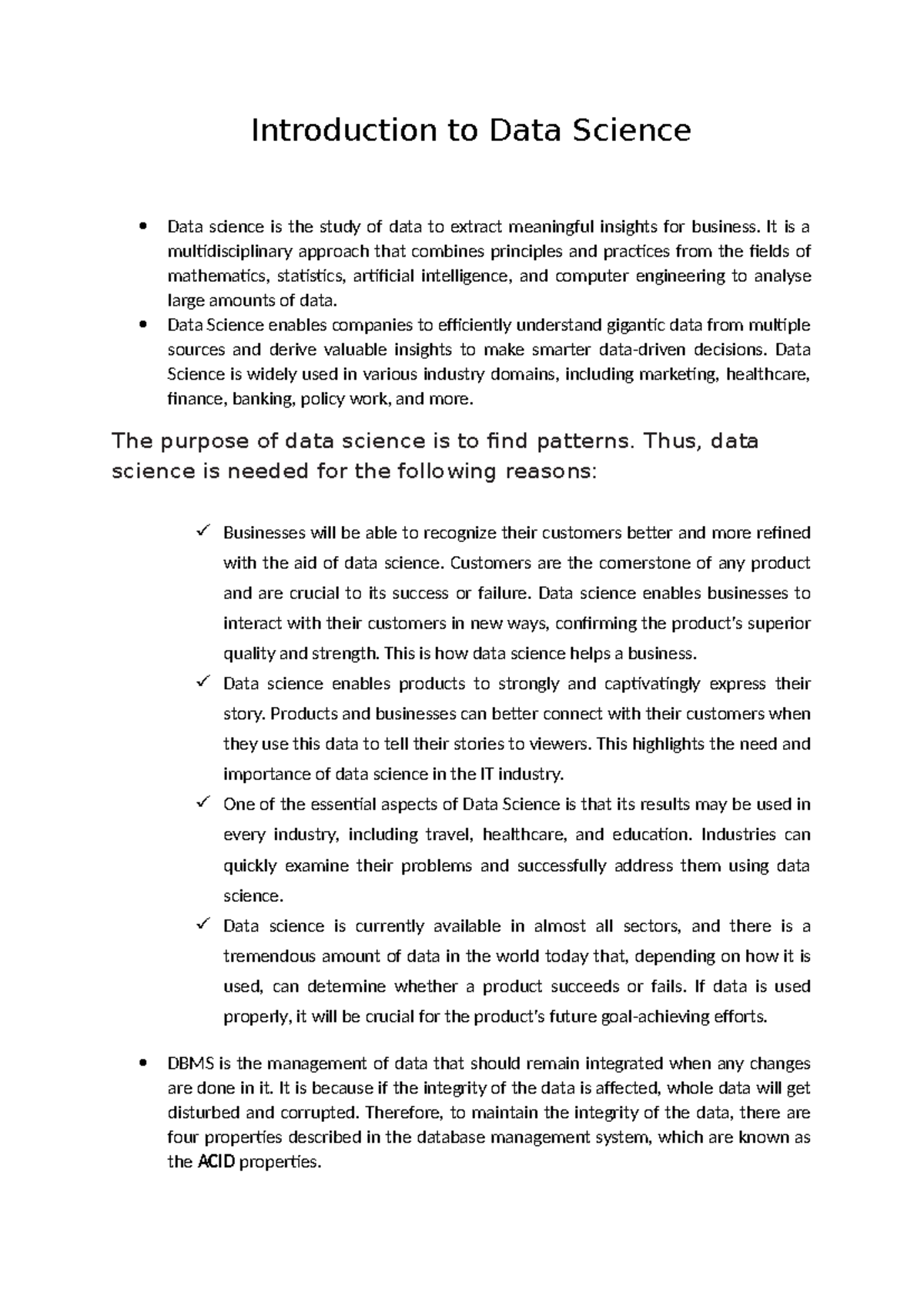 Introduction to Data Science - It is a multidisciplinary approach that ...