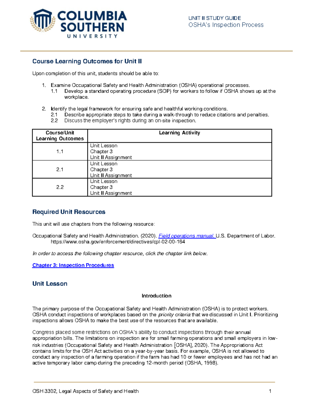 Unit II - Study Guide for week 2 - Course Learning Outcomes for Unit II ...