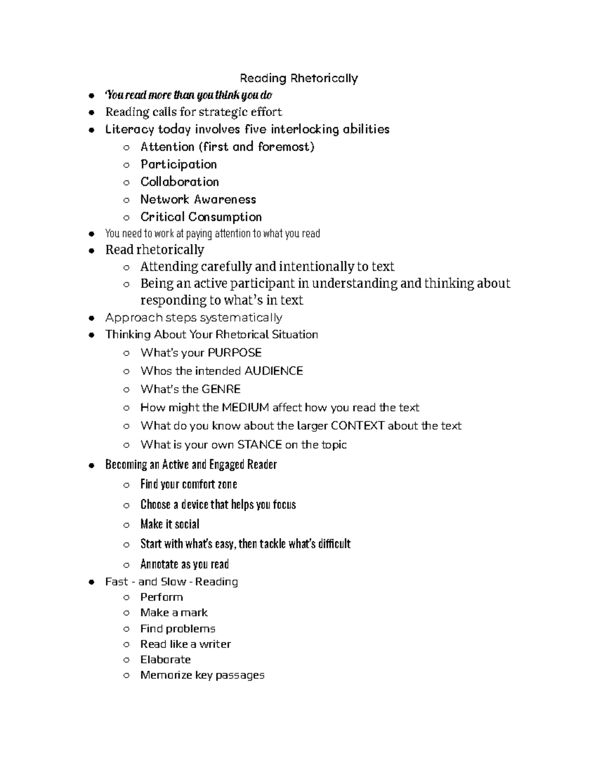 Chapter 6 Reading Response - Google Docs - Reading Rhetorically Yo rea ...