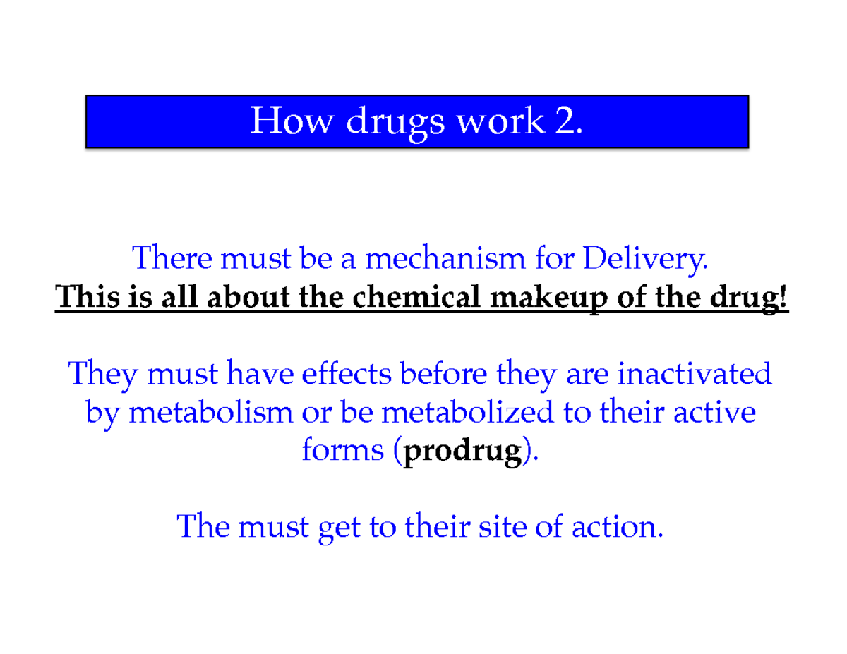 8.29 How drugs work-Part 2 Slides - How drugs work 2. There must be a ...