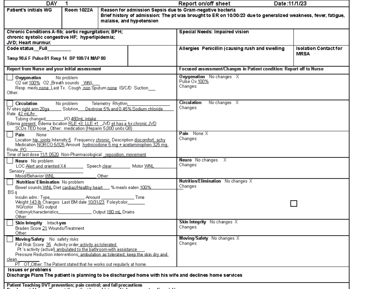 On+off report week 3 Nsg1600 - DAY 1 Report on/off sheet Date:11/1 ...