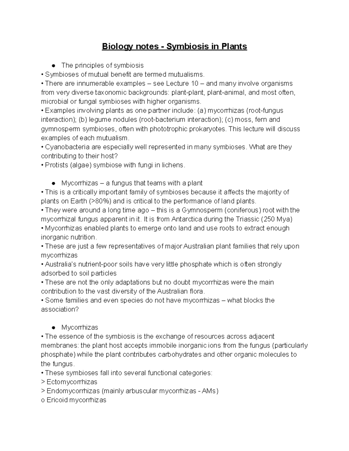 Biology notes - Symbiosis in Plants - There are innumerable examples ...