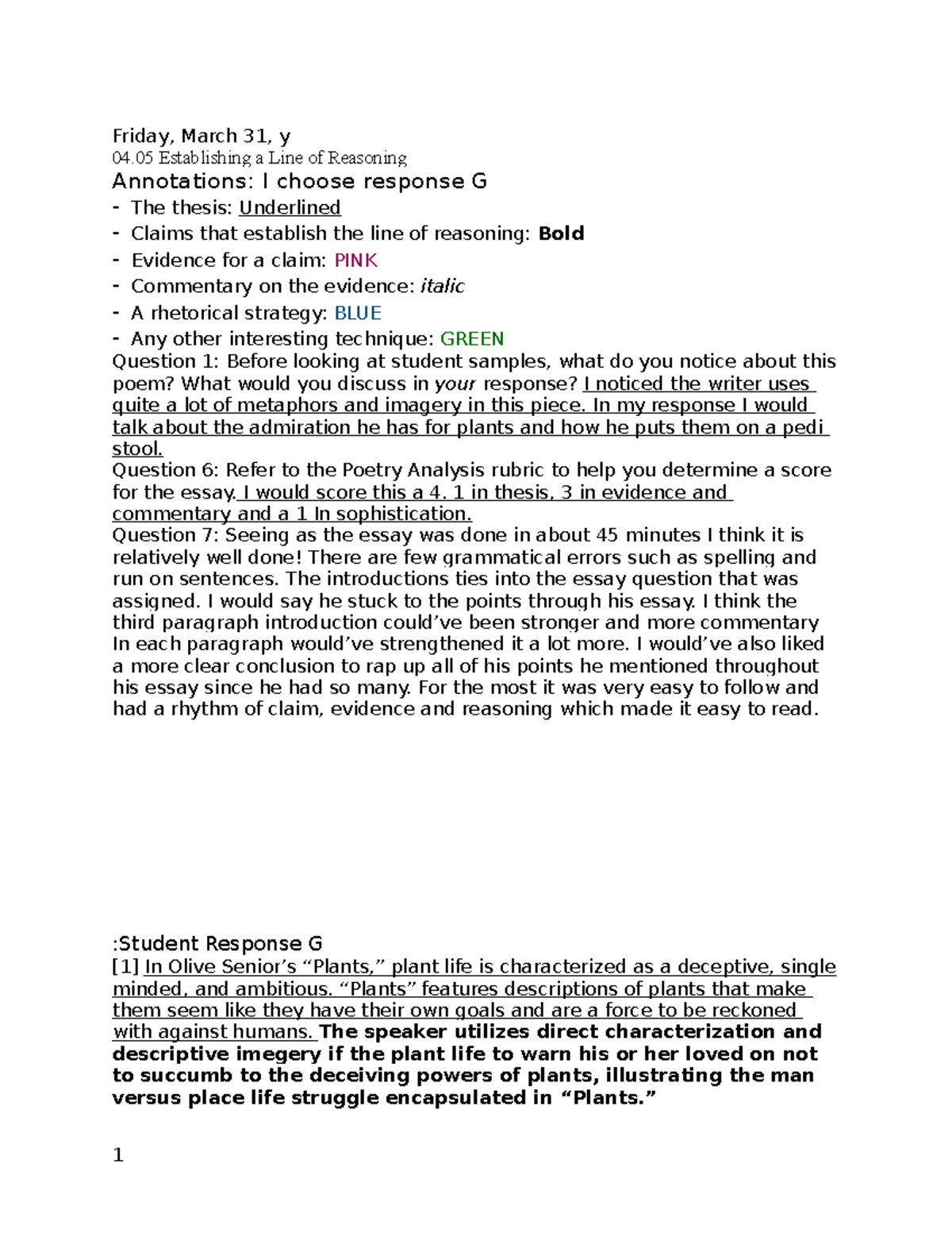 essay number four - Friday, March 31, y 04 Establishing a Line of ...