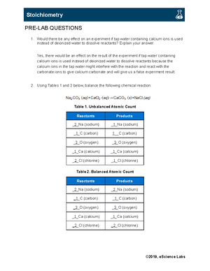 Lab Chemical Reactions - PRE-LAB QUESTIONS Complete the following steps ...