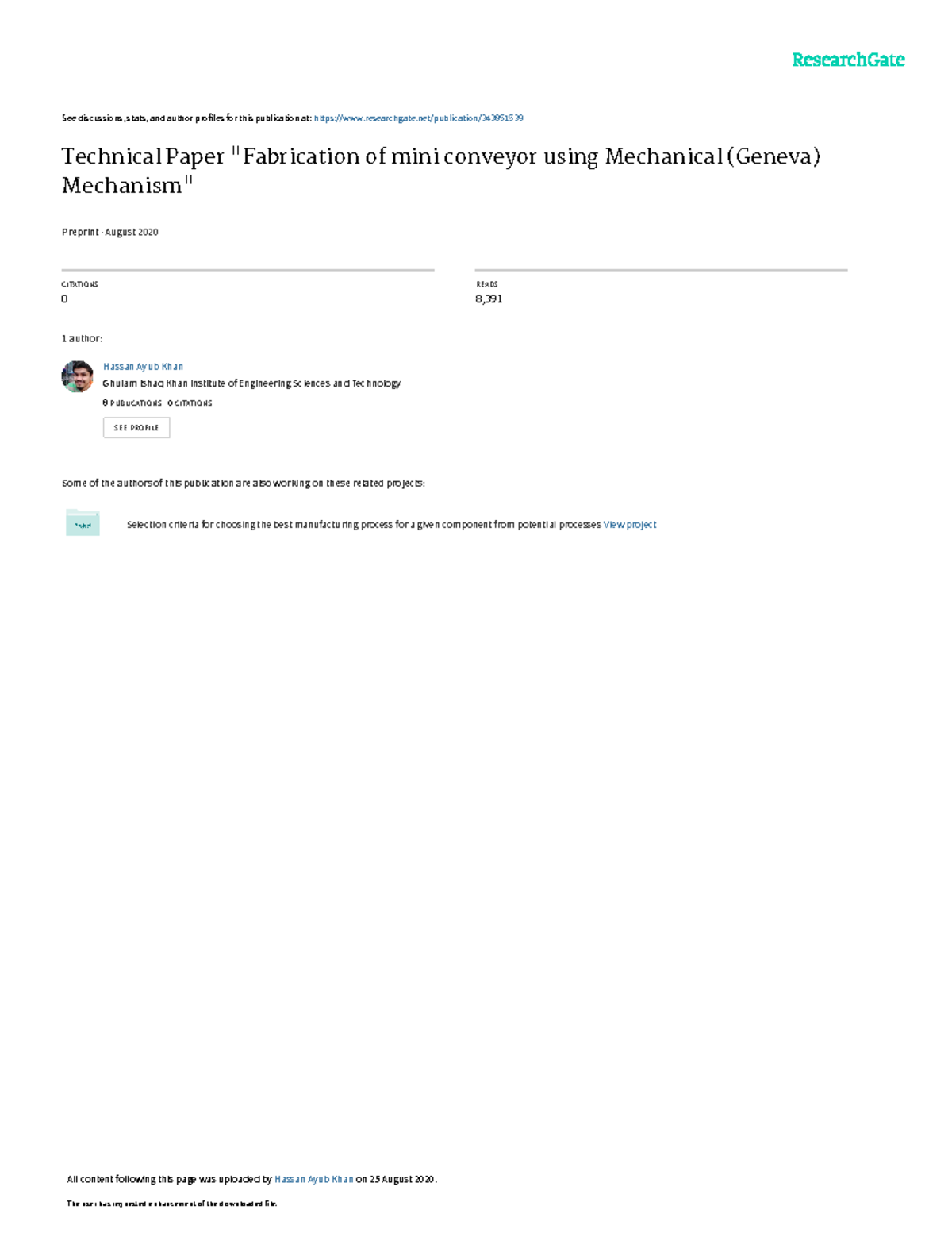 Design and Fabrication of Geneva Conveyor - Management Information ...