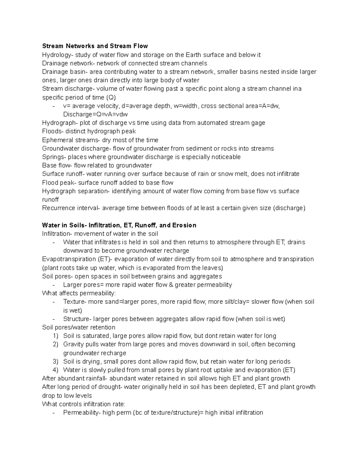 GEO127 Exam 2 - Joe Mason GEOG127 Exam Study Guide - Stream Networks ...