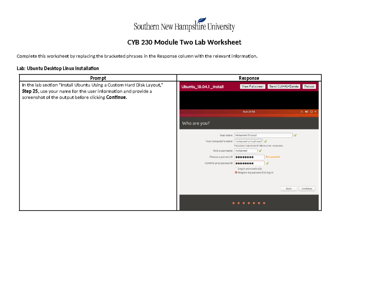 CYB 230 Module Two Lab Worksheet - CYB 230 Module Two Lab Worksheet ...