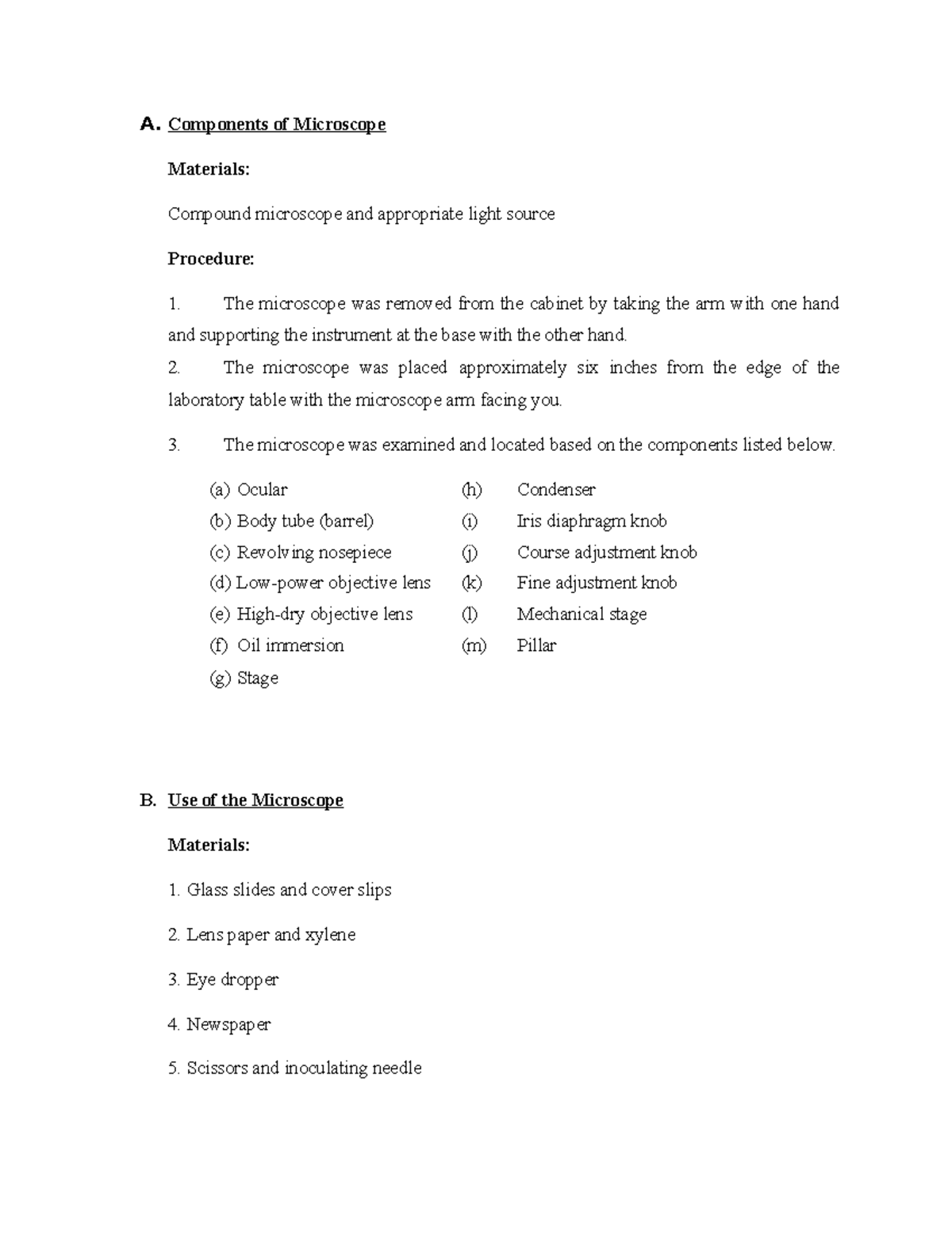 Exp 1 ) Components of Microscope procedure n conclusion - Copy - A ...