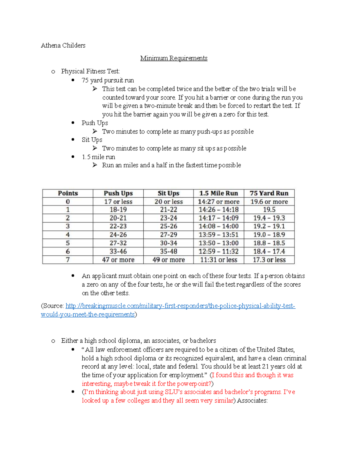 CRM 220 group project - Athena Childers Minimum Requirements o Physical ...