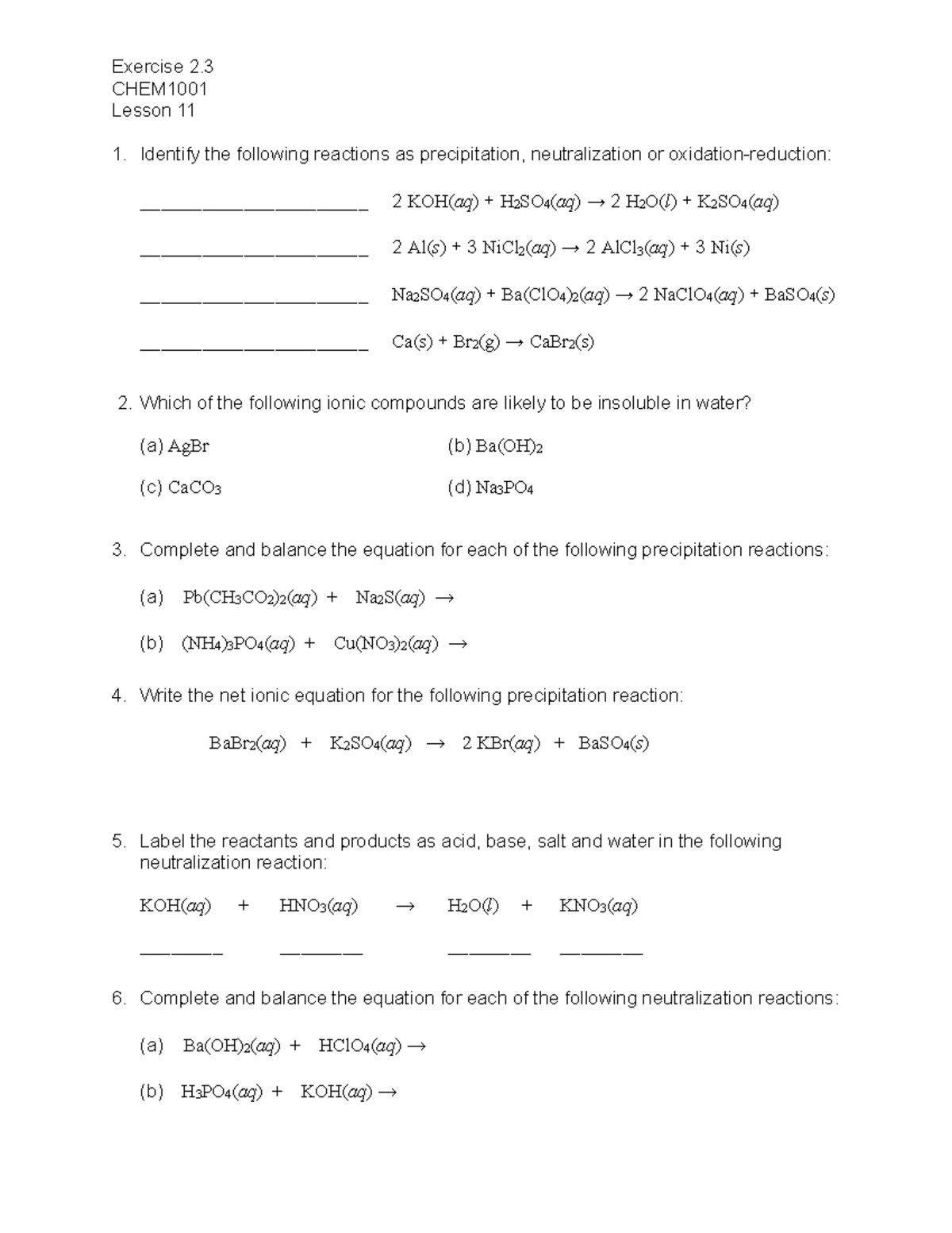 (R) Chem Lesson 11 - Lecture notes 11 - Exercise 2. CHEM Lesson 11 ...