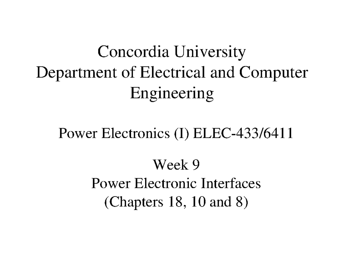 Power electronics interfaces - Concordia University Department of ...