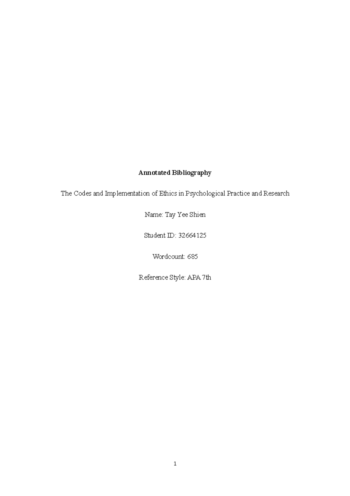 Annotated bibliography - Annotated Bibliography The Codes and ...