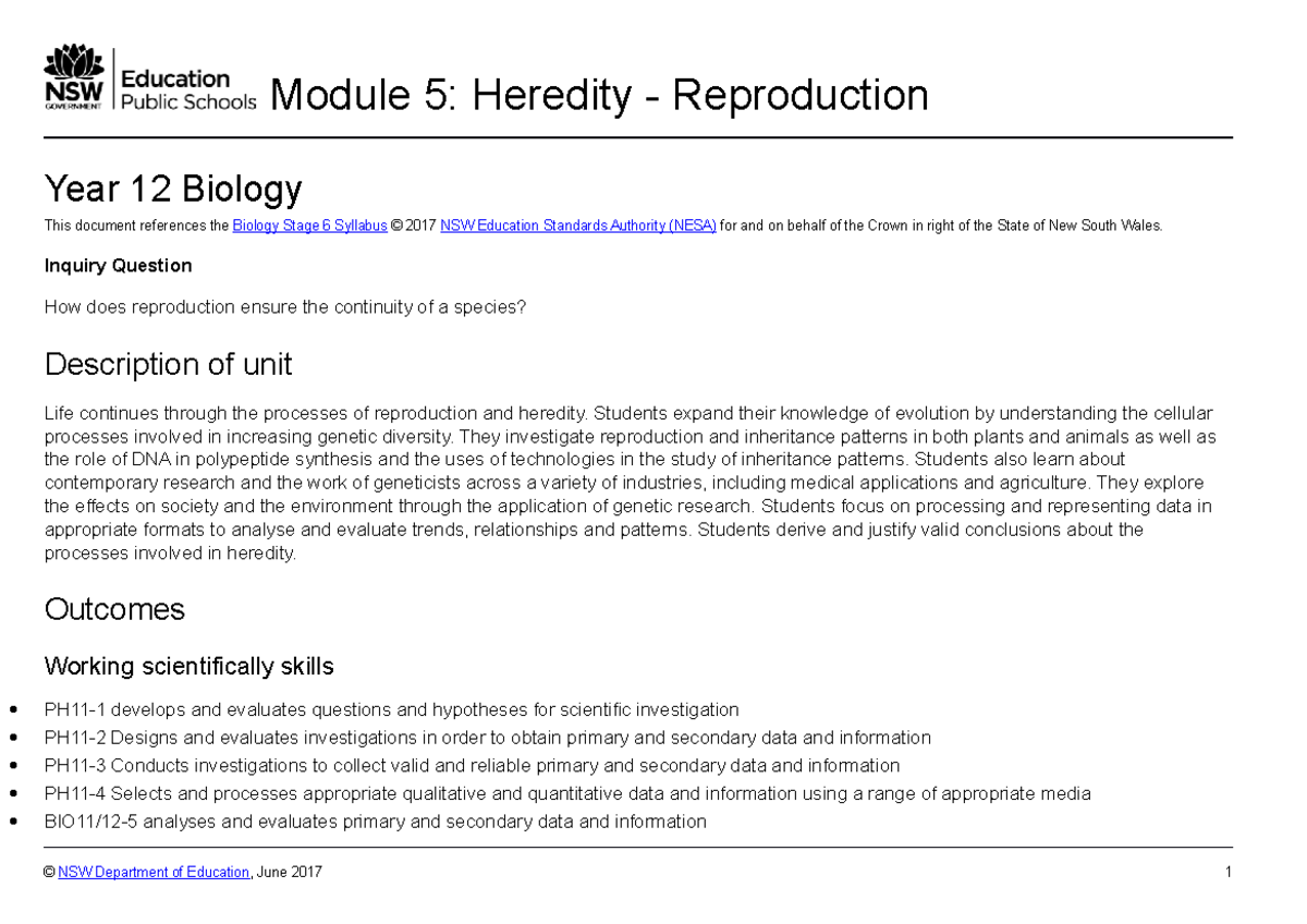 M5 heredity reproduction biology - Module 5: Heredity - Reproduction ...