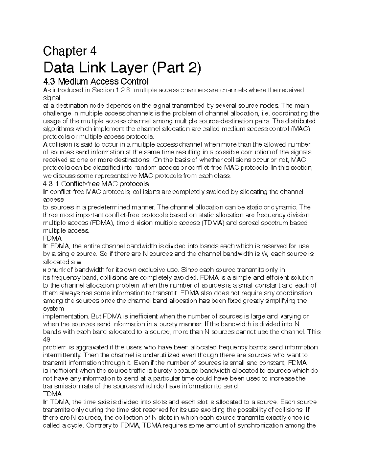 Comm 4 - comm 1500 lecture notes 4.1 - Chapter 4 Data Link Layer (Part ...