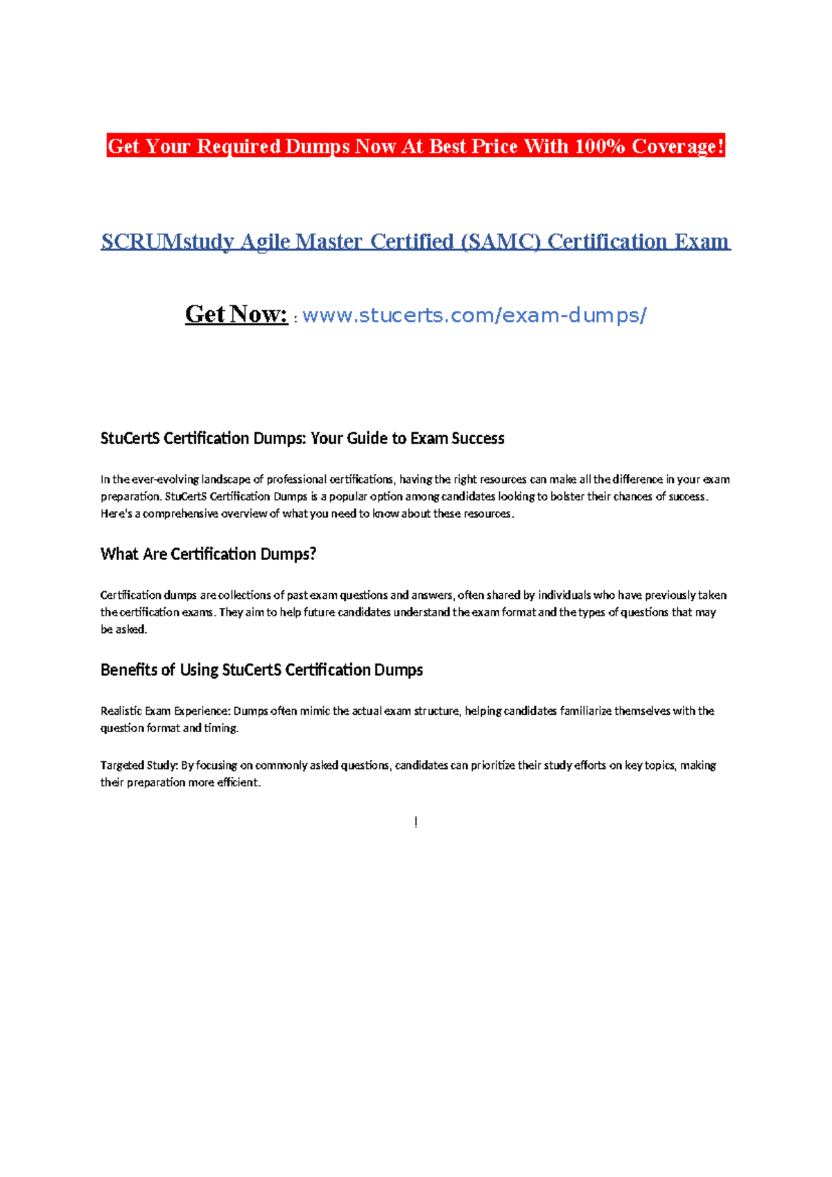 Scrumstudy Agile Master Certified (SAMC) Certification Exam - Get Your ...