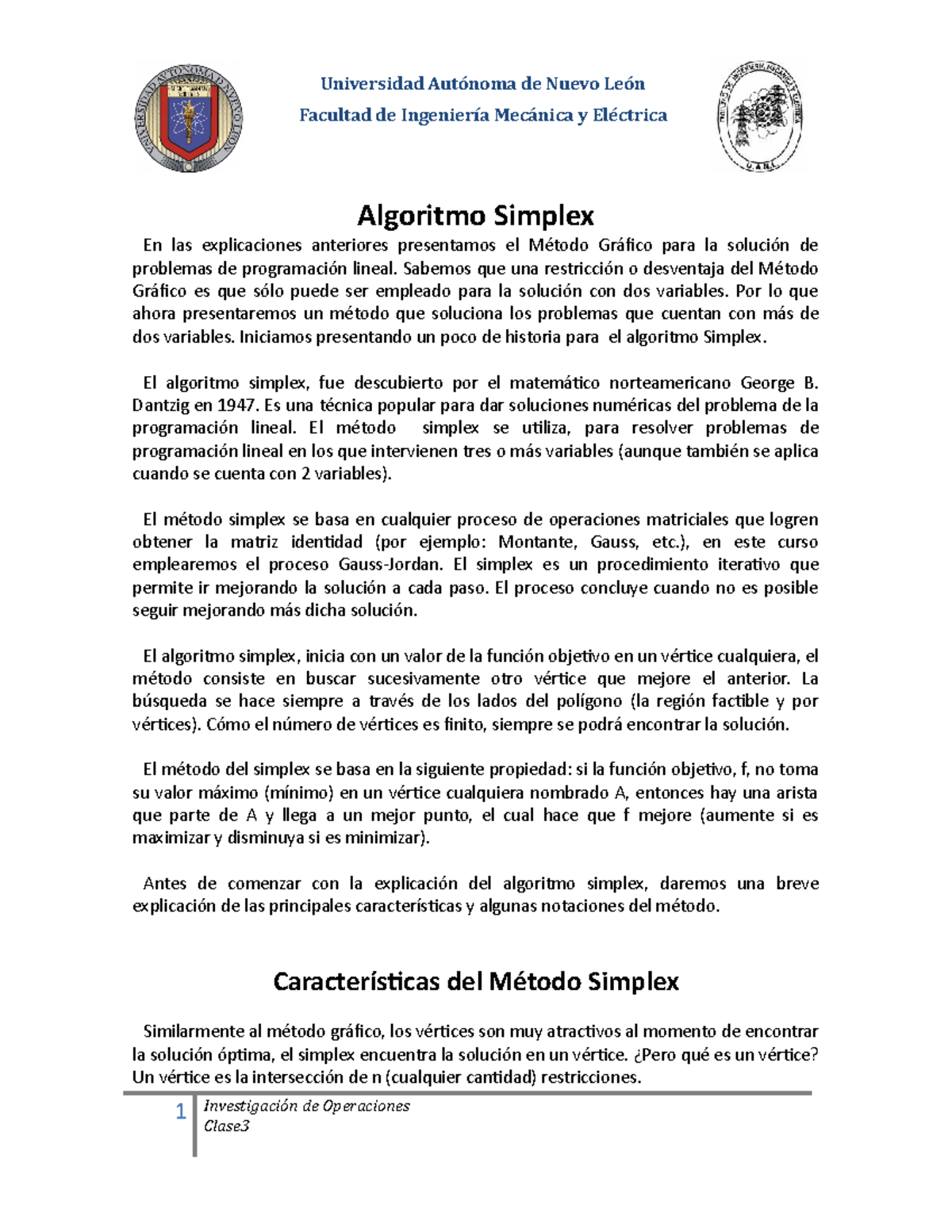 Explicación 3 - sadas - Algoritmo Simplex En las explicaciones anteriores presentamos el Método ...