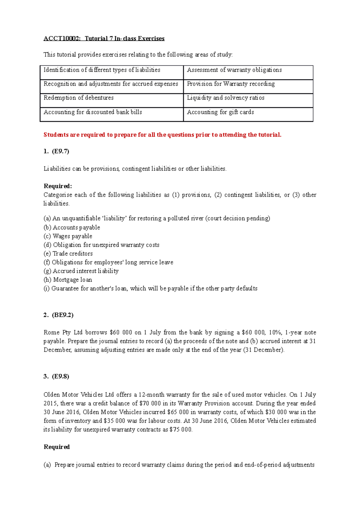 ACCT10002 Tutorial 7 In-class Exercises - ACCT10002: Tutorial 7 In-class Exercises This tutorial ...