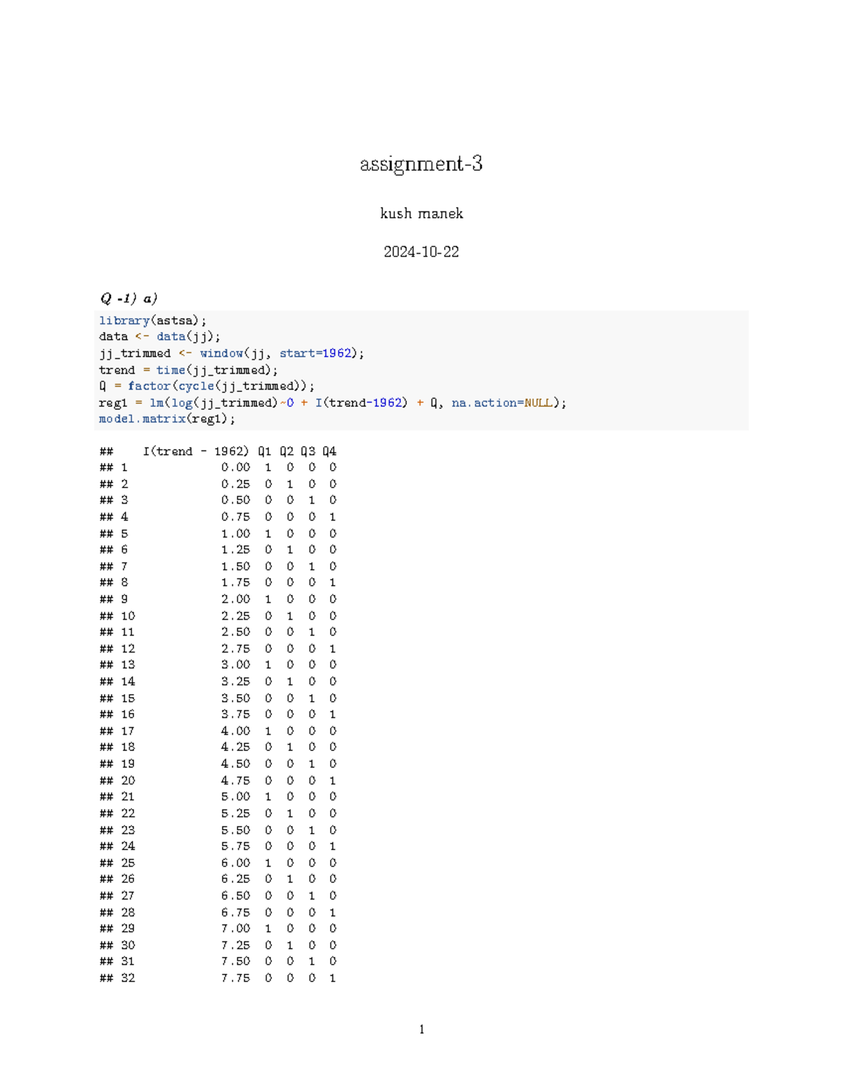 Assignment-3 - jhf - kush manek Q -1) a) library(astsa); data