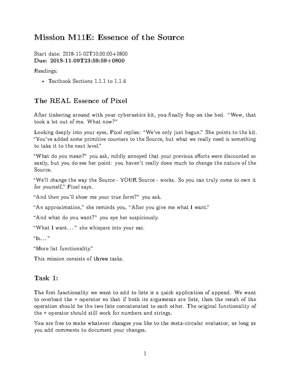Mission-M11E - java programming - Mission M11E: Essence of the Source ...