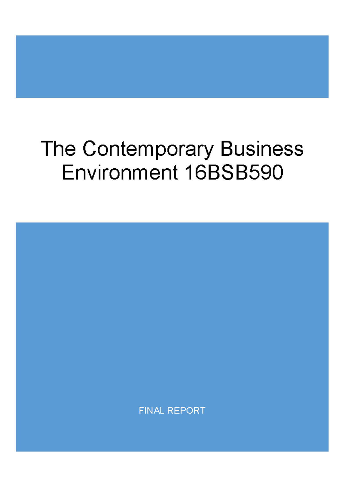 Contemporary Business Environment - final - FINAL REPORT The ...