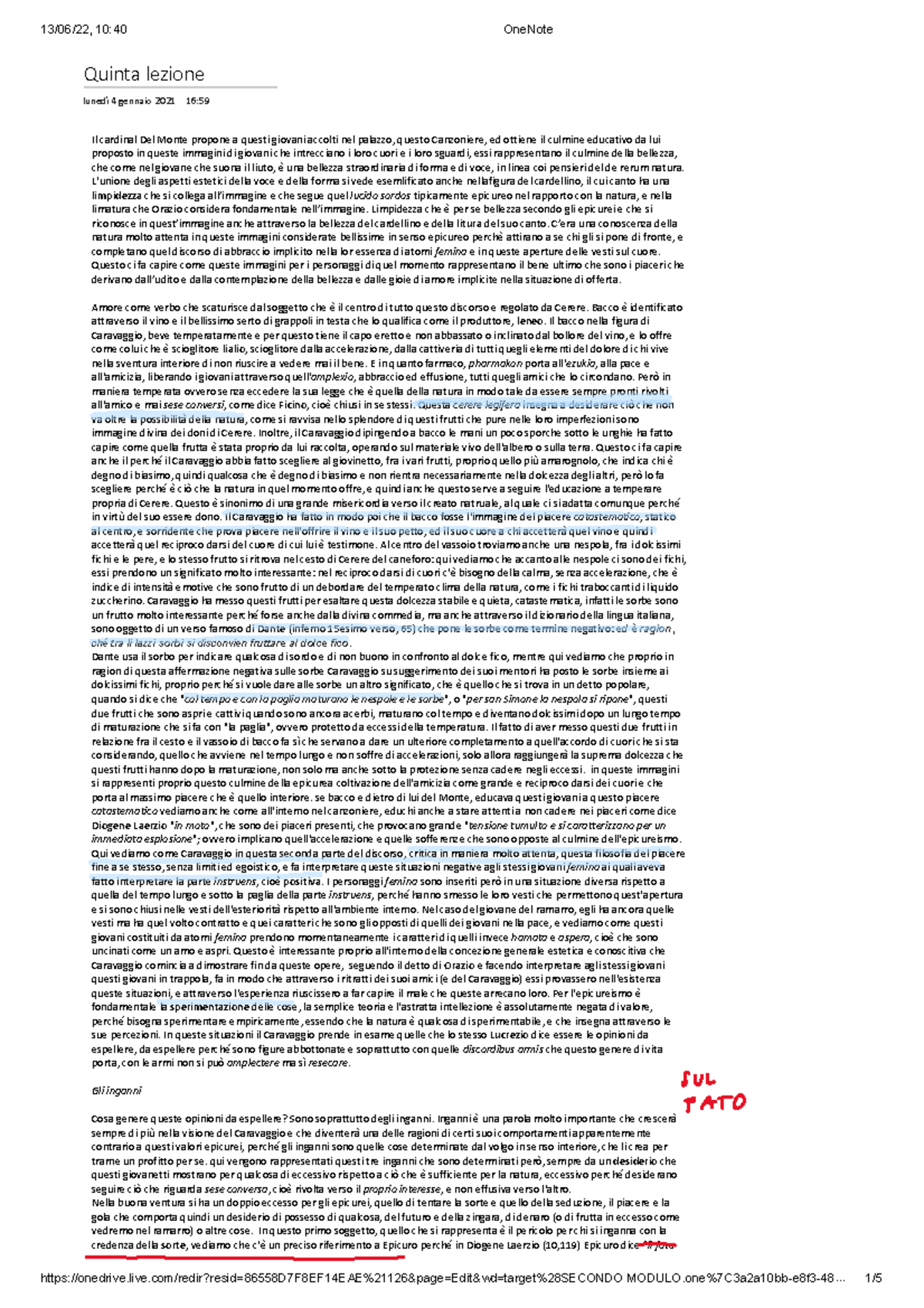 lezione 5 della monografia su CARAVAGGIO - Quinta lezione lunedì 4 ...