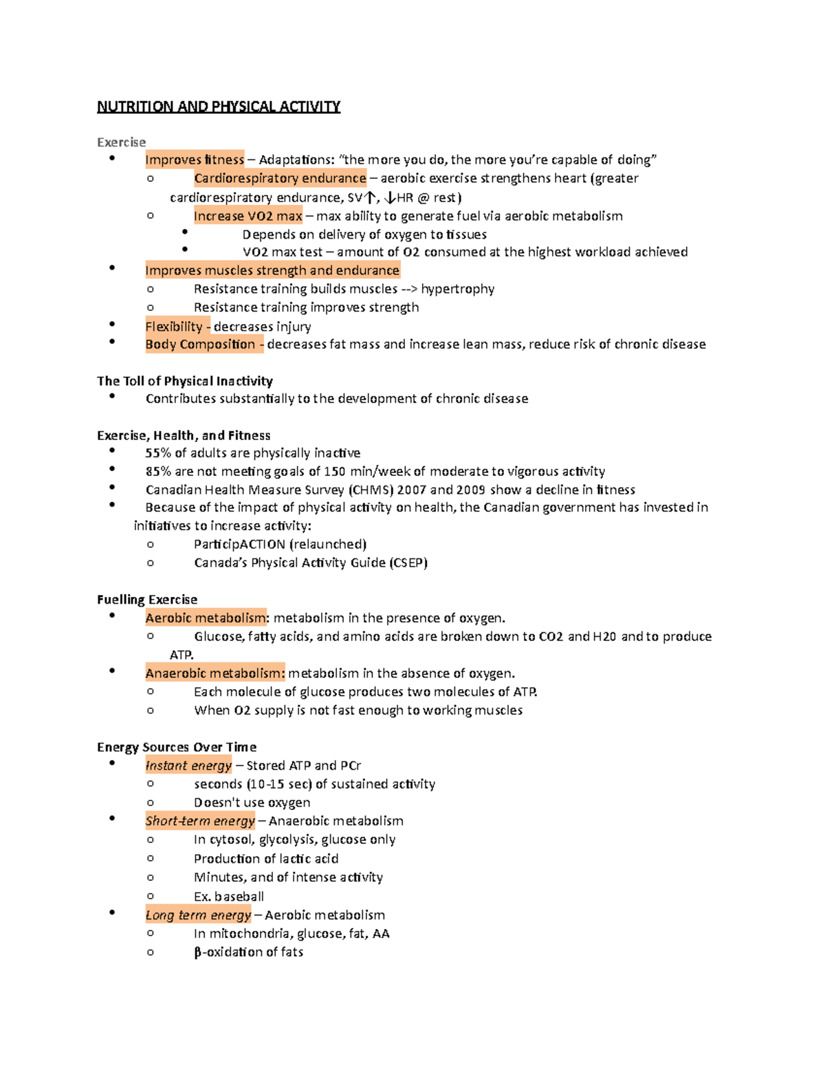 Nutrition AND Physical Activity KINE2P20 - NUTRITION AND PHYSICAL ...