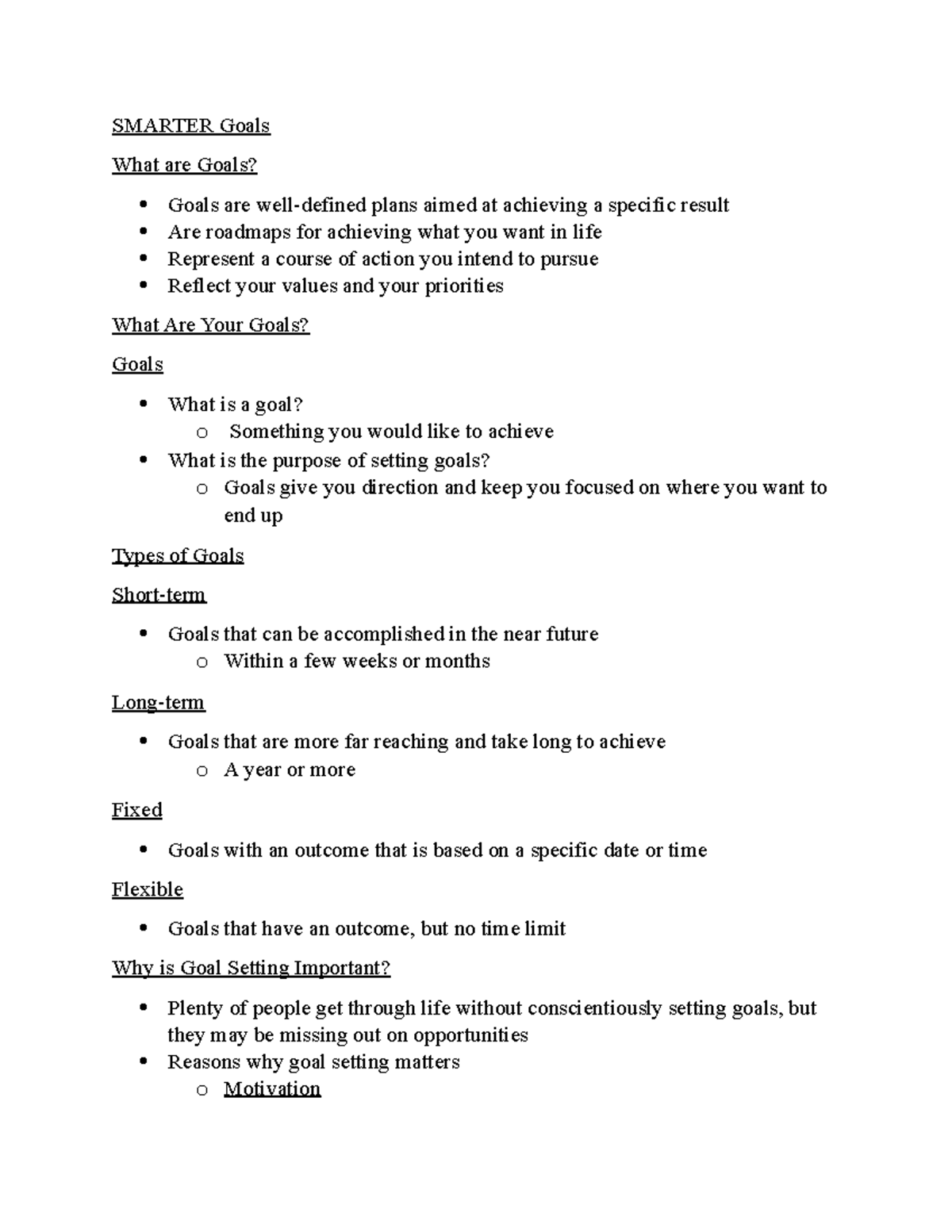 Smarter Goals - SMARTER Goals What are Goals? Goals are well-defined ...