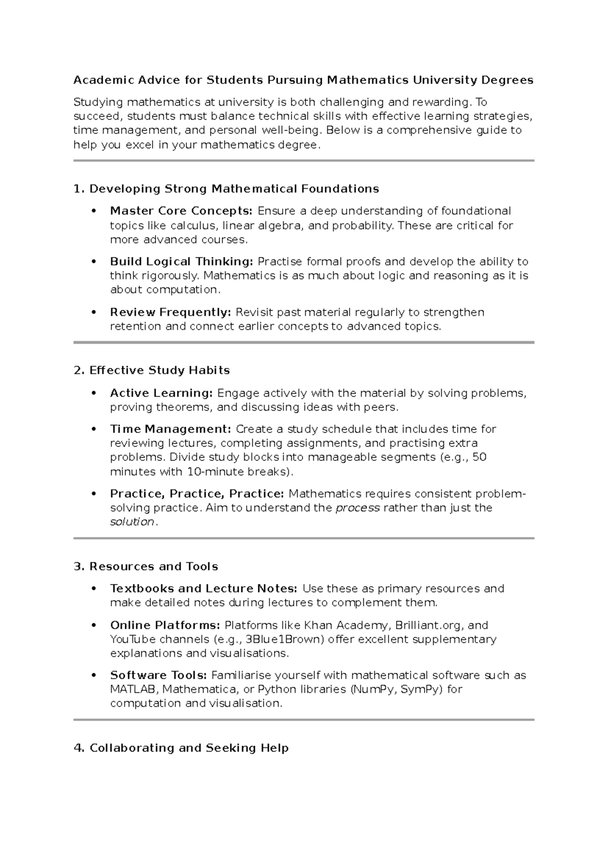 Maths adviace for university students - Academic Advice for Students ...