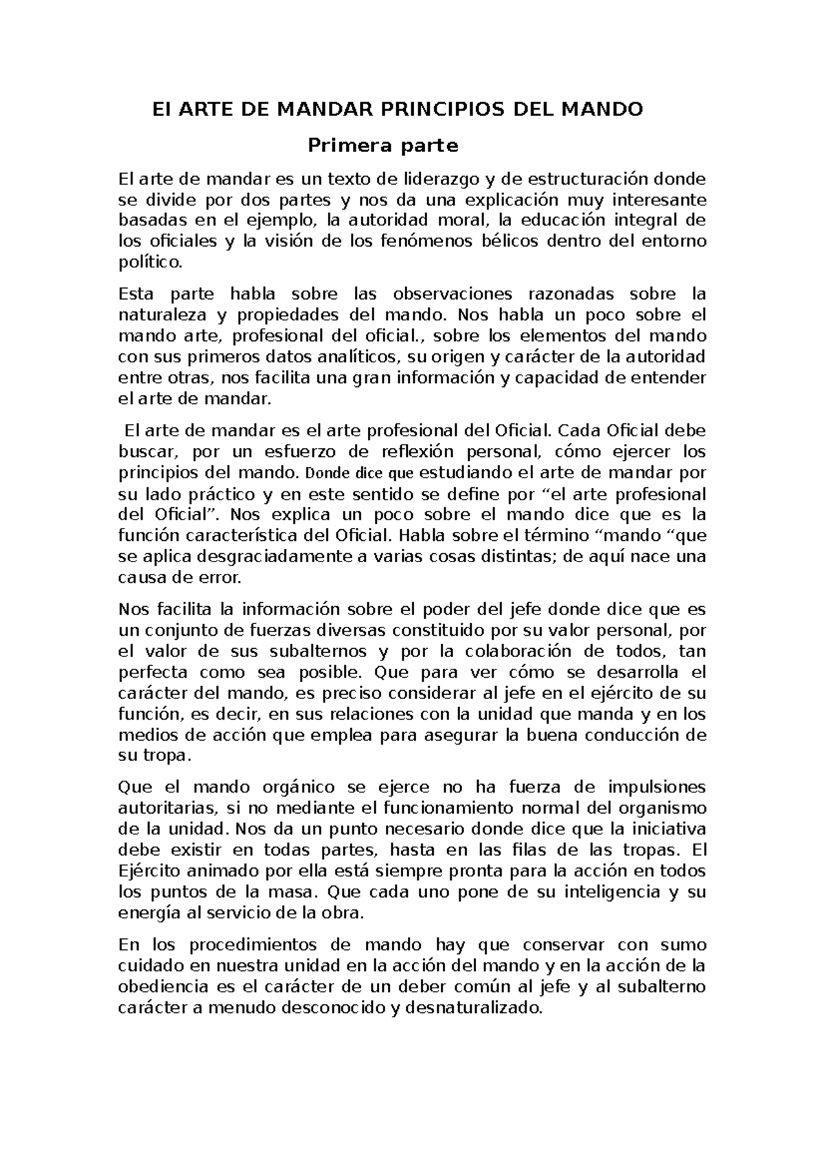 Arte de mandar - ............... - El ARTE DE MANDAR PRINCIPIOS DEL ...