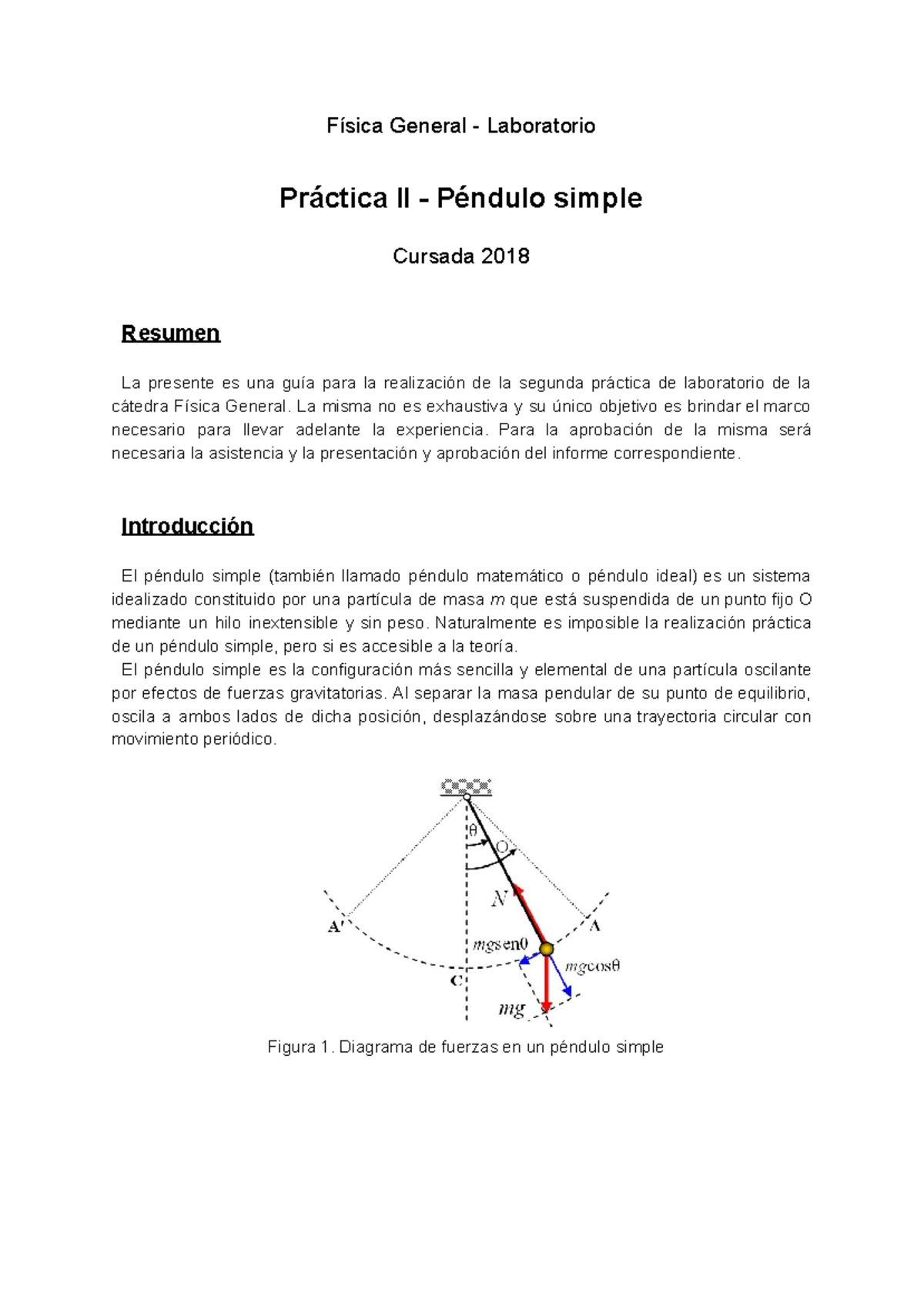 Practica de Pendulo Simple - Física General - Laboratorio Práctica II ...