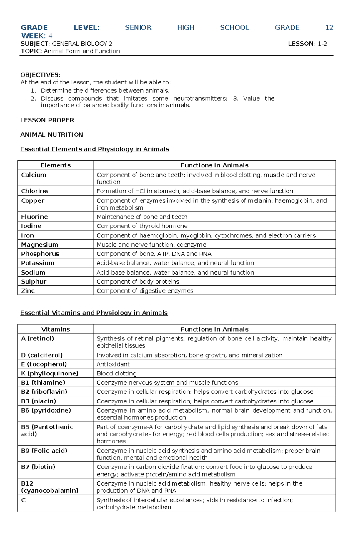 WEEK 4 GEN BIO 2 - Module - GRADE LEVEL: SENIOR HIGH SCHOOL GRADE 12 ...