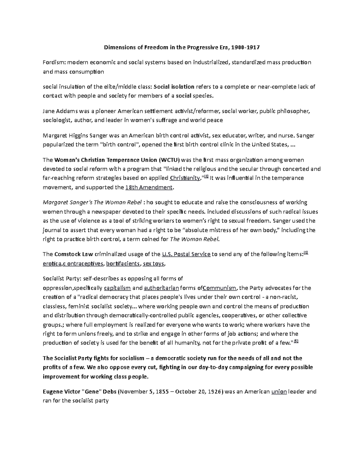 History Notes - Summary United States, 1865 To The Present - Dimensions ...