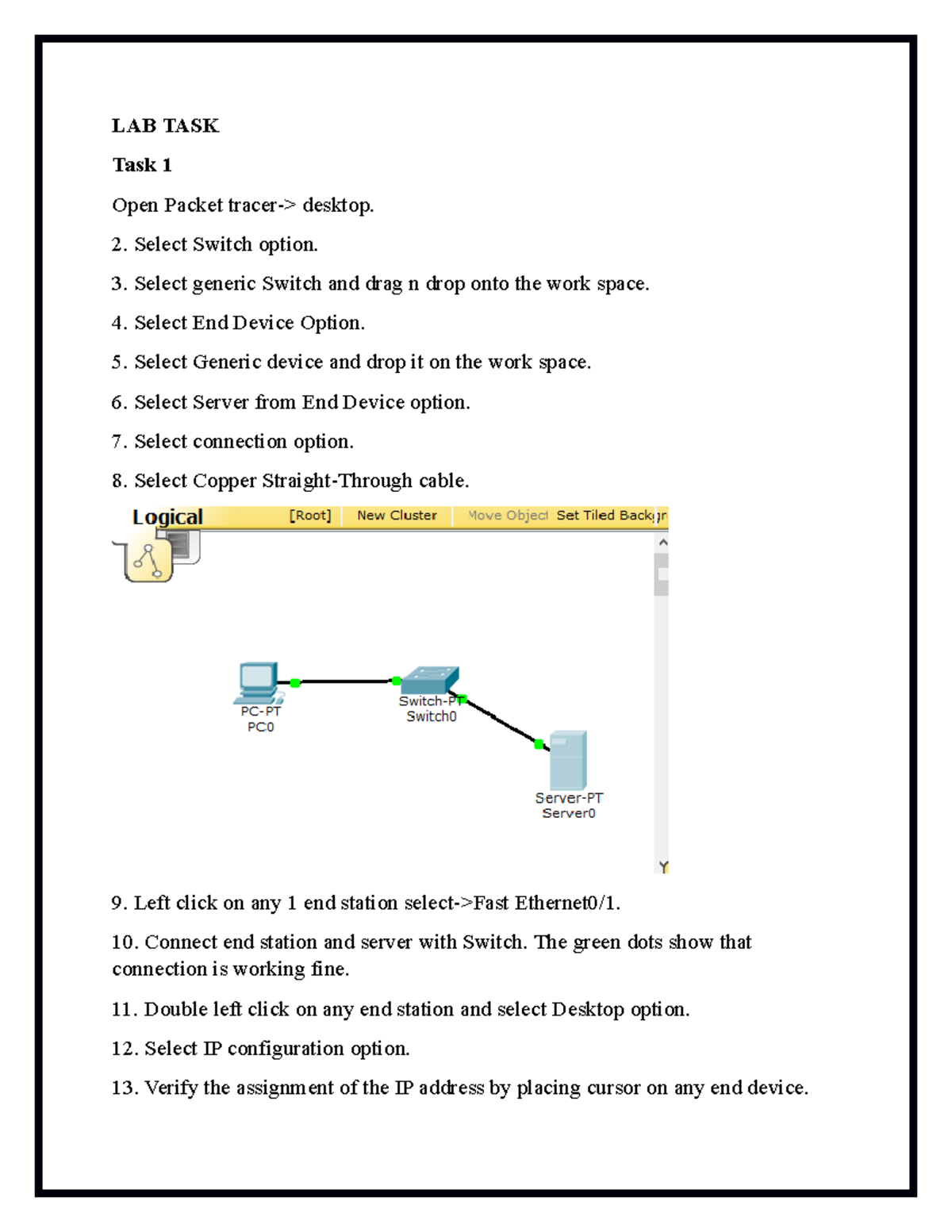 LAB 5 all TASK - solution - LAB TASK Task 1 Open Packet tracer ...